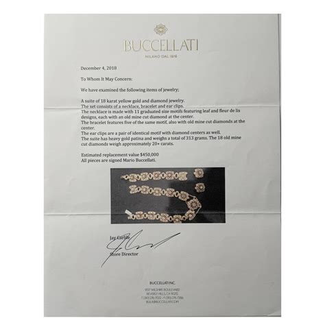 Buccellati Suite Created By Mario Buccellati Himself 450k Official Evaluation For Sale At