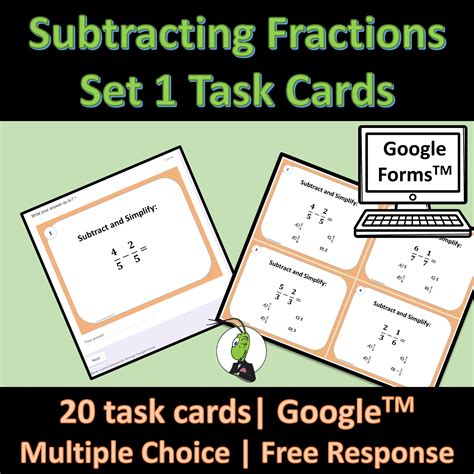 Subtracting Fractions Task Cards Set Google Forms And Slides For PreAlgebra Made By Teachers