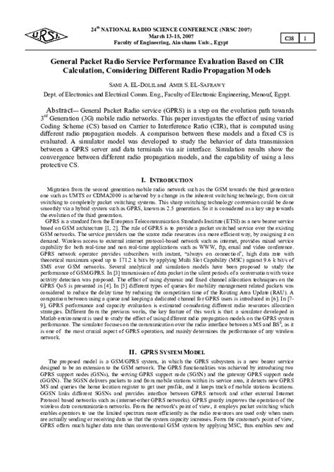 pdf general packet radio service performance evaluation based on cir