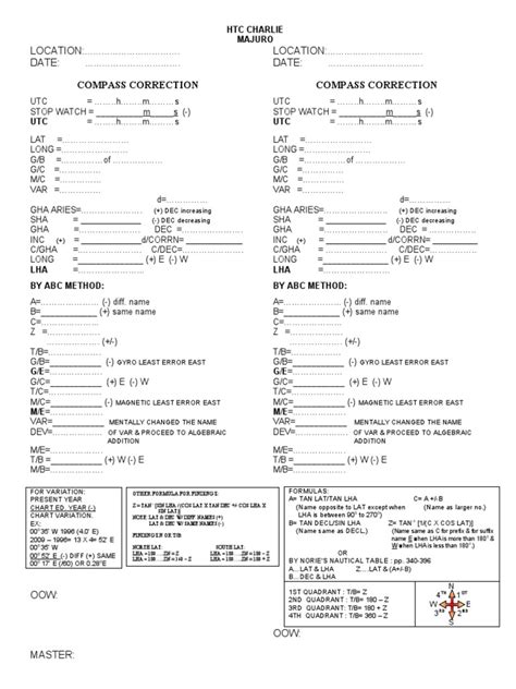 Compass Correction Compass Correction Location Date Location Date Pdf Teaching