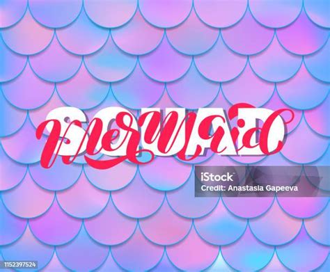 인 어 비늘 인 어 분 대 레터링 옷 이나 카드에 대 한 벡터 일러스트 레이 션 단체에 대한 스톡 벡터 아트 및 기타 이미지