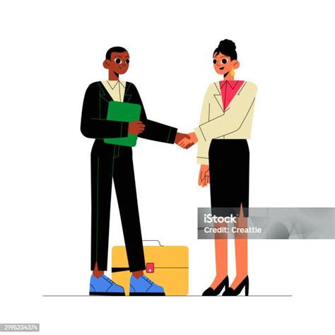 남성과 여성 동료 간의 비즈니스 회의 협업 전문적인 상호 작용 및 팀워크를 상징하는 평면 벡터 일러스트 레이 션 기업 문화에 대한 스톡 벡터 아트 및 기타 이미지 Istock