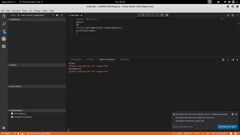 Visual Studio Code Global Evaluation Not Supported On Dart In Vscode
