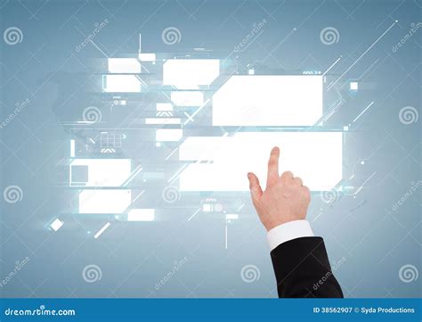 Close Up Of Businessman Pointing To Virtual Screen Stock Image Image