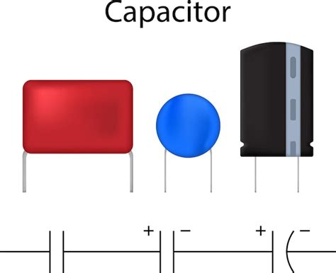 Premium Vector Realistic Capacitor Electronic Component With Symbols