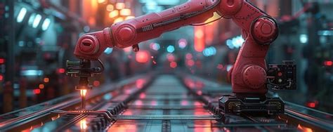 Premium Photo Neonlit Robotic Arm Assembling Products Background