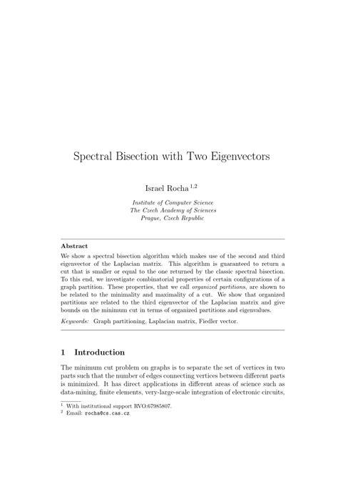 pdf spectral bisection with two eigenvectors