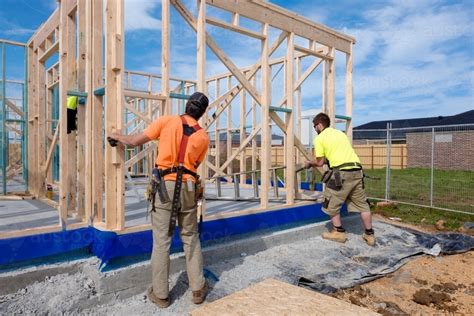 Image Of Tradie Working On House Building Site Austockphoto