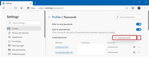 how to export saved passwords on microsoft edge pureinfotech