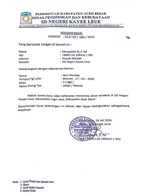 Rekom Pindah Siswa Dari Sekolah Penerima Pdf