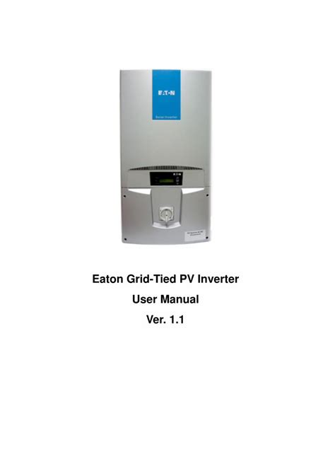 Pdf Eaton Grid Tied Pv Inverter User Manual Ver 1 Green Doc Eaton