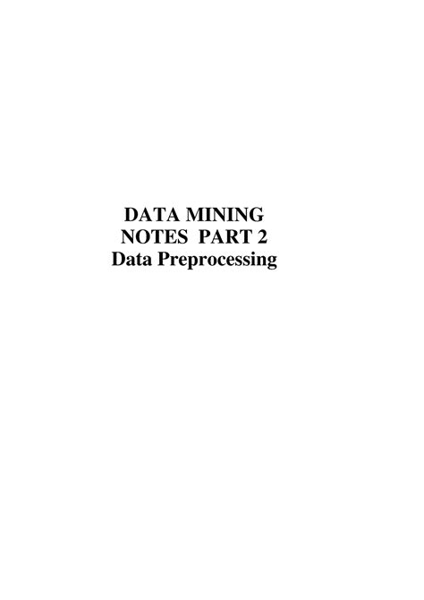 Data Mining Part 2 Notes New Data Mining Notes Part 2 Data