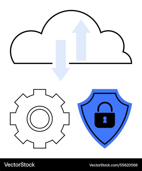 Cloud Computing With Data Transfer Settings Gear Vector Image