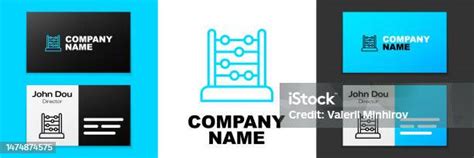 파란색 선 주판 아이콘은 흰색 배경에 격리되어 있습니다 전통적인 카운팅 프레임 교육 기호입니다 수학 학교 로고 디자인 템플릿 요소입니다 벡터 계산기에 대한 스톡 벡터 아트