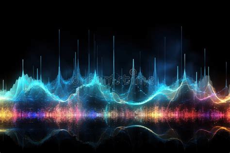 Spectral Audio Waves In Abstract Digital Landscape Generative Ai Stock