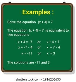 Solving Absolute Value Equations Examples Stock Vector Royalty Free 1916206630 Shutterstock