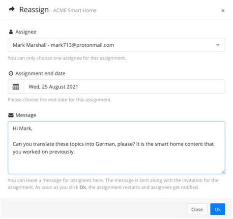 reassign a translation assignment