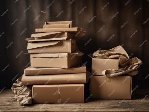 Premium Ai Image A Stack Of Flattened Cardboard Boxes
