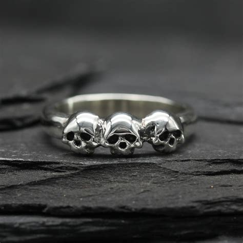 Three Skull Ring Hellcatjewellery