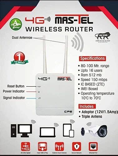 Wireless Or Wi Fi Mastel 4g Sim Router 1 At Rs 1999 Box In Mumbai ID 26735726930