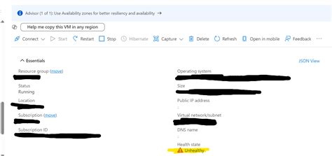 Unhealthy Status On Vm Microsoft Qanda