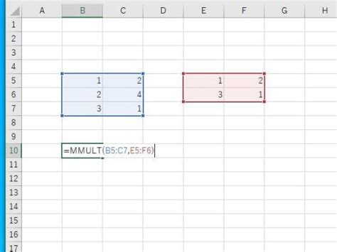 Mmult関数（行列の積） Using Excel