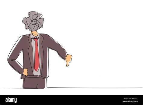 Continuous One Line Drawing Businessman With Round Scribbles Instead Of