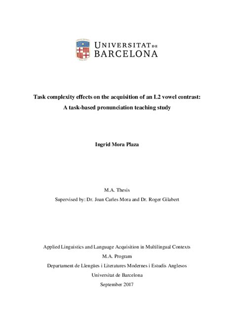 pdf task complexity effects on the acquisition of an l2 vowel
