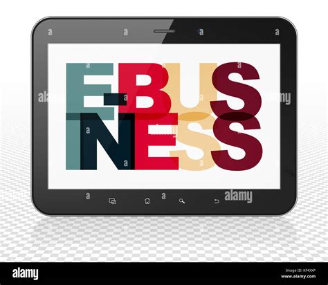 business concept tablet pc computer with e business on display stock