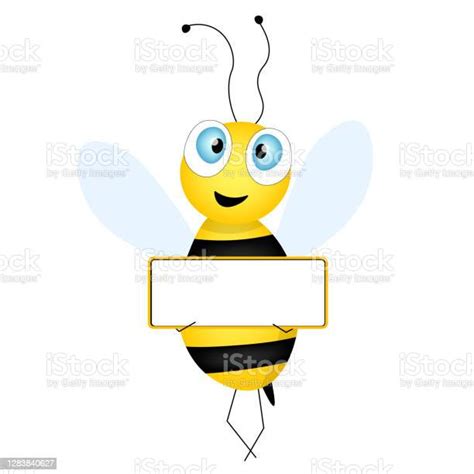 만화 귀여운 꿀벌 마스코트 빈 테이블메리 꿀벌 작은 말살 벡터 문자입니다 곤충 아이콘 초대 카드 벽지 학교 유치원을위한 휴일 템플릿 디자인 공간을 복사합니다 고급에 대한