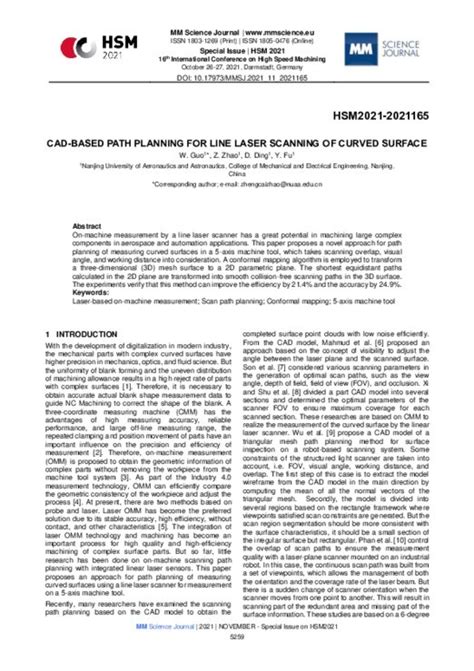 CAD BASED PATH PLANNING FOR LINE LASER SCANNING OF CURVED SURFACE MM Science Journal