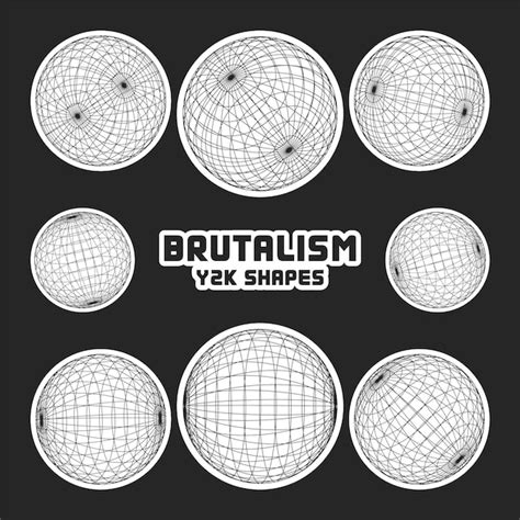 Premium Vector Wireframe Shapes Lined Sphere Perspective Mesh D Grid Modern Trendy Low Poly