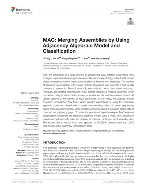 Pdf Mac Merging Assemblies By Using Adjacency Algebraic Model And