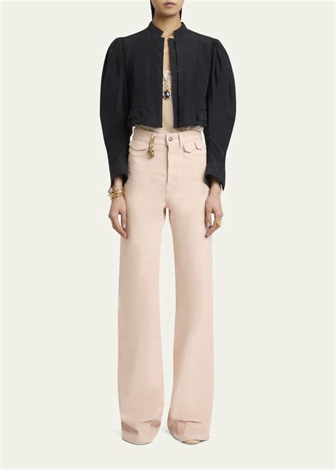 Chloe Puff Sleeve Cropped Silk Jacket Bergdorf Goodman