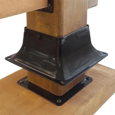 Pylex Decking Post Base 44 Black 13048 The Home Depot Black Steel Deck Posts Steel