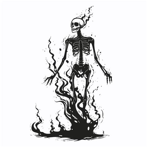 Premium Vector Flaming Skeleton Design