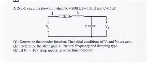 Solved A R L C circuit is shown in which R Ω L mH and Chegg