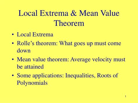 PPT Local Extrema Mean Value Theorem PowerPoint Presentation ID