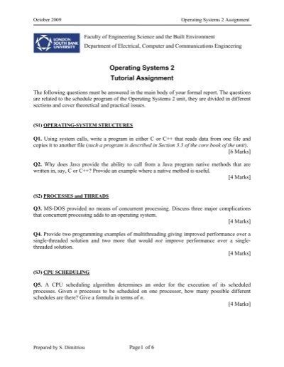 Operating Systems Tutorial Assignment