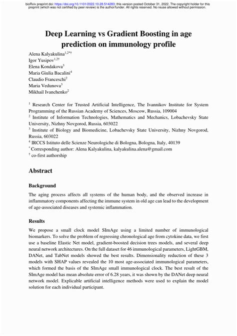 Pdf Deep Learning Vs Gradient Boosting In Age Prediction On