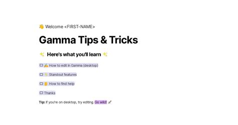 Gamma Tips Tricks