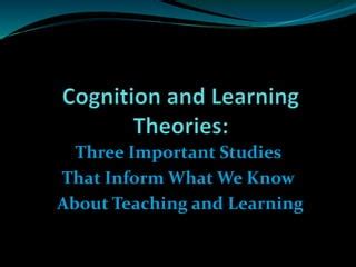 Cognition And Learning Powerpoint C E PPT
