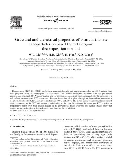Pdf Structural And Dielectrical Properties Of Bismuth Titanate Dokumen Tips