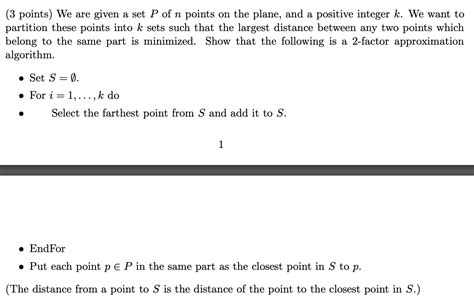 solved 3 points we are given a set p of n points on the