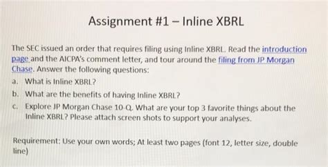 Solved Assignment 1 Inline Xbrl The Sec Issued An Order