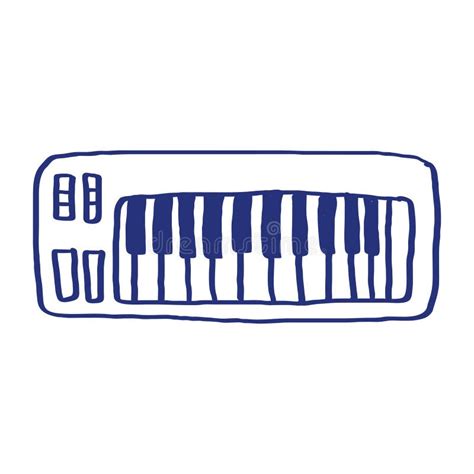 Midi Keyboard Musical Instrument Line Sketch Stock Vector