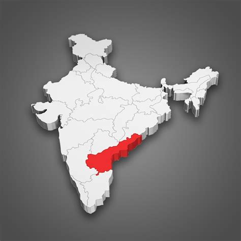 Premium Photo | Andhra Pradesh state location within India map 3D ...