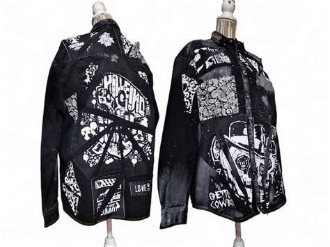 Custom Patched Punk Denim Sgirt Man Size Medium Oversized Etsy