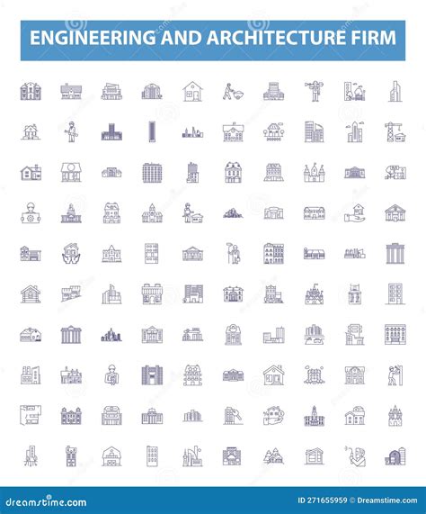 Engineering And Architecture Firm Line Icons Signs Set Engineering