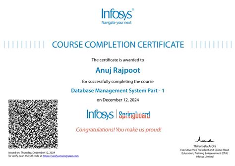 Anuj Rajpoot On Linkedin Learningjourney Dbms Careergrowth Infosys